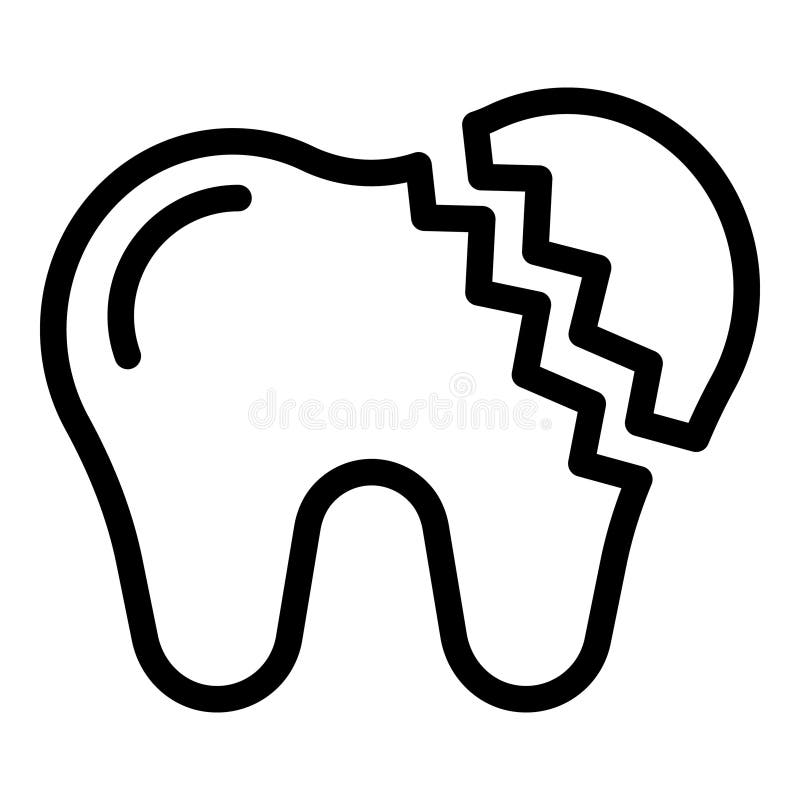 Cracked Tooth Icon Outline Vector. Dental Illness Stock Vector - Illustration of broken, cracked ...