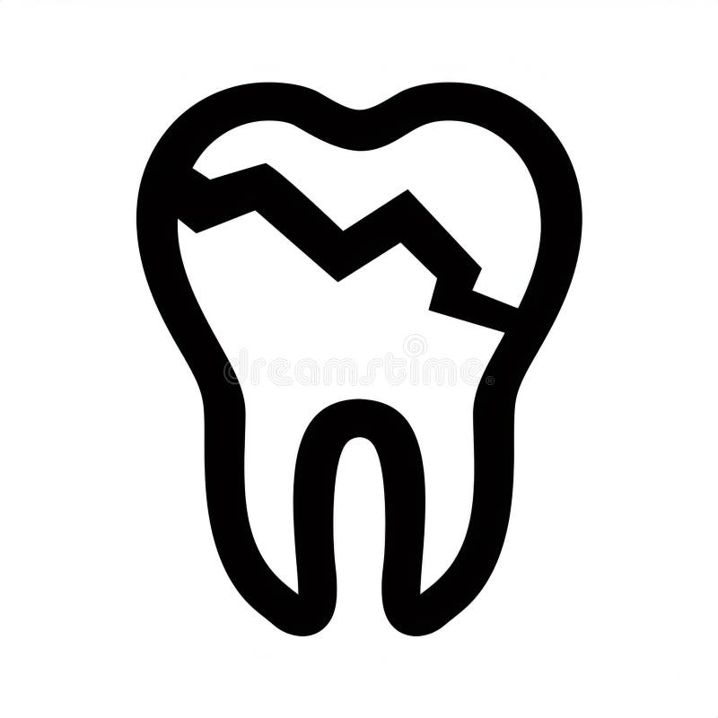 Cracked Tooth Icon Representing Dental Health Challenges and Preventive ...