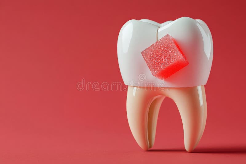 Cracked Tooth with a Sugar Cube Symbolizing Dental Damage Stock Image ...