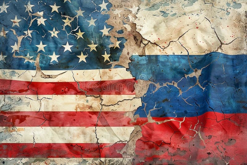 Cracked US and Russian Flags: Symbolizing Geopolitical Tension Stock ...