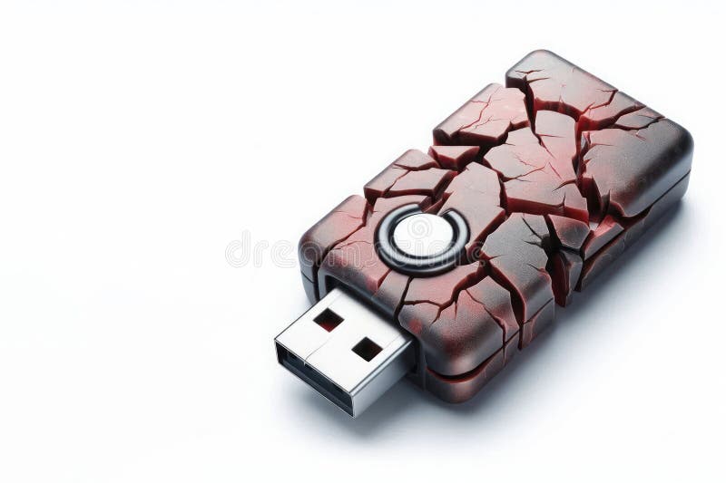 A Cracked USB Drive on a Light Background. Space for Text. Stock Photo ...
