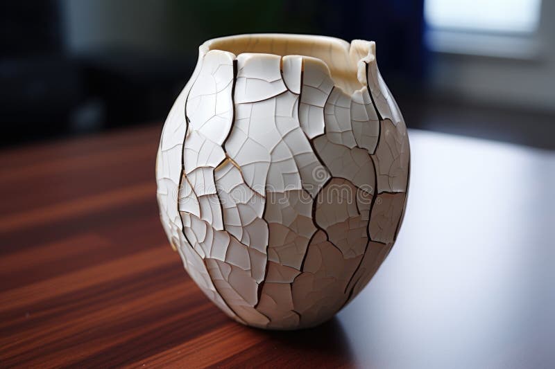 A Cracked Vase, Glued Back Together, on a Table Stock Photo - Image of ...