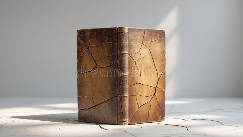 Cracked Vintage Leather Book Cover Background. Stock Image - Image of ...