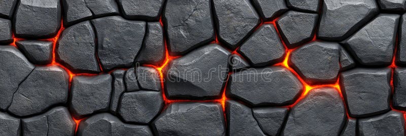 Cracked Volcanic Rock Wall with Glowing Molten Lava As Texture ...