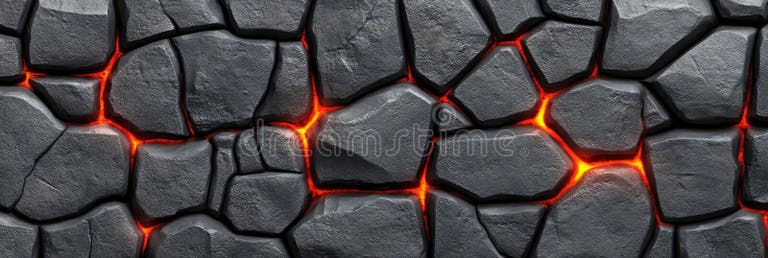 Cracked Volcanic Rock Wall with Glowing Molten Lava As Texture ...