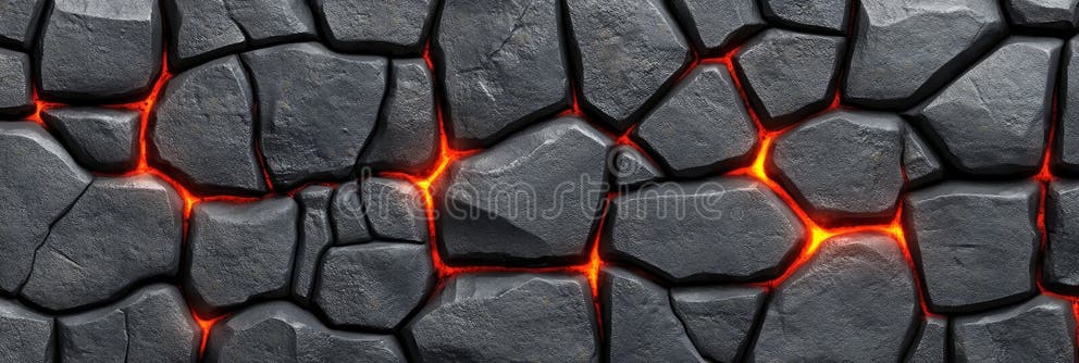 Cracked Volcanic Rock Wall with Glowing Molten Lava As Texture ...