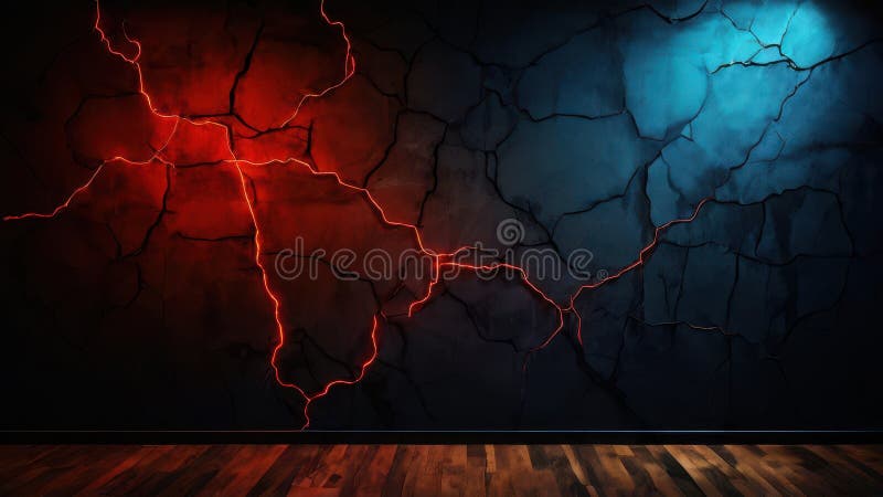 Abstract Cracked Surface Glowing Blue Fissures Dark Texture Stock ...