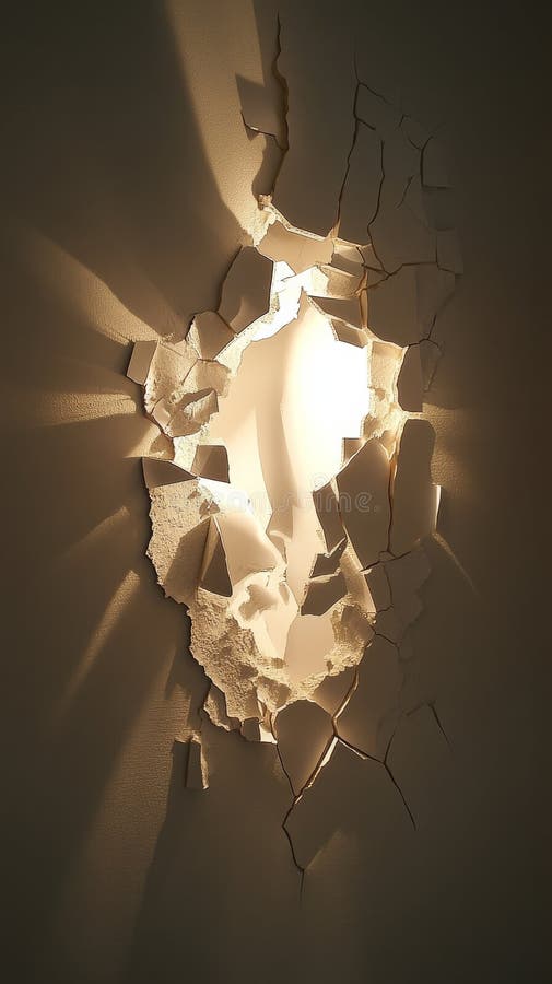 Cracked Wall with Light Shining through, Dramatic Illumination Concept ...