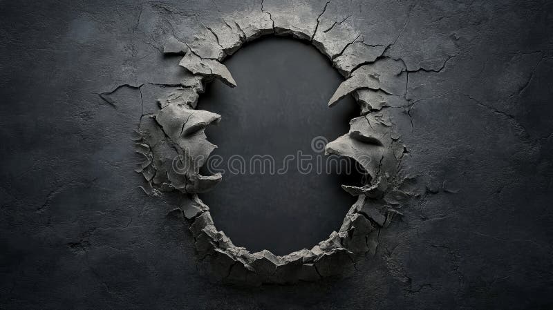 A Cracked Wall Reveals an Empty Oval Frame, Creating a Dramatic and ...