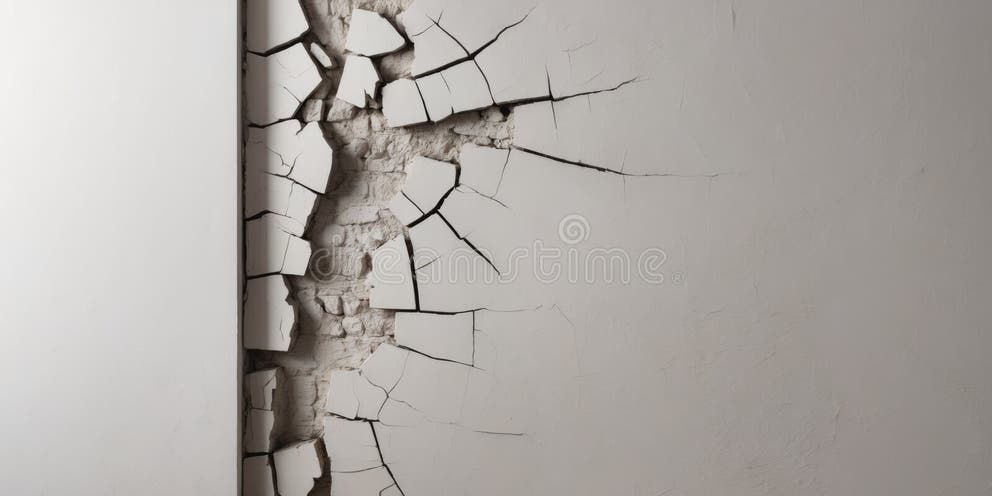 Cracked Wall Showing Damage and Deterioration of Plaster. Stock Photo ...