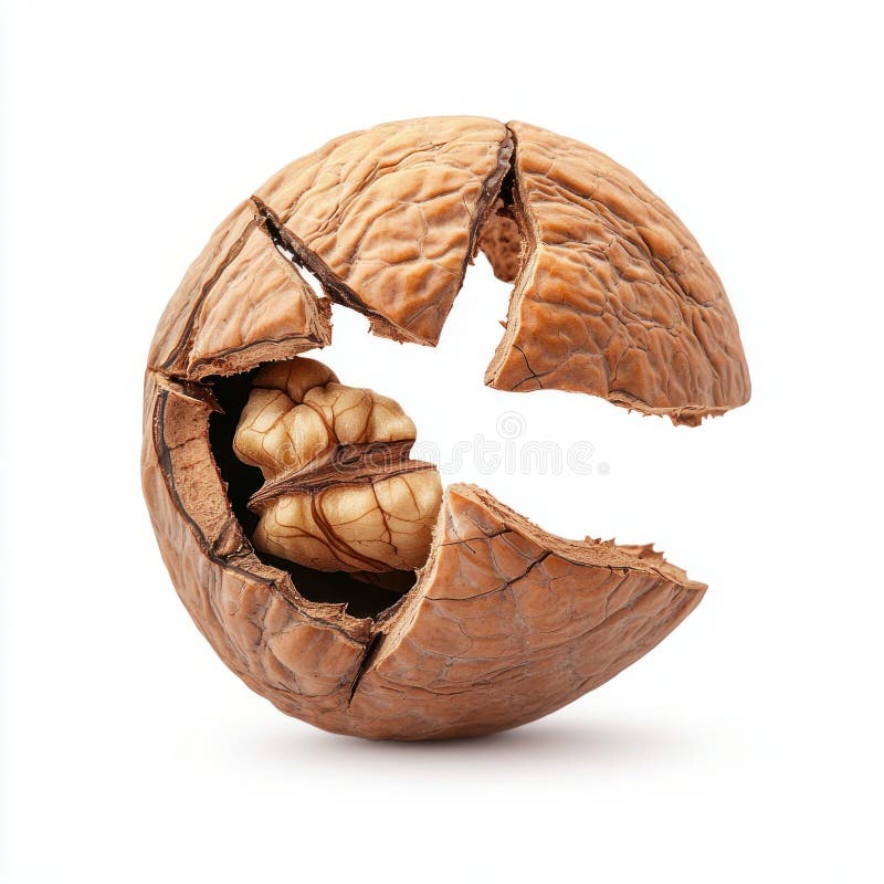 A Cracked Walnut Shell Reveals the Edible Nut Inside, Set Against a ...