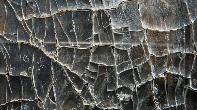 A Cracked and Weathered Glass Screen with Deep Grooves and Ridges ...
