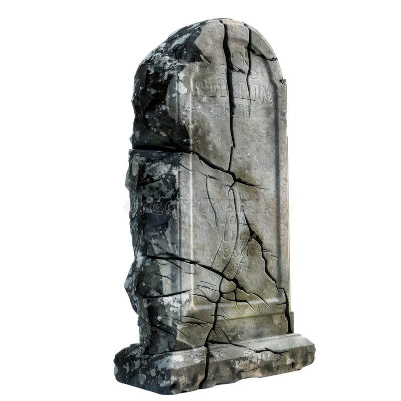 Cracked and Weathered Gravestone with Inscriptions Stock Photo ...