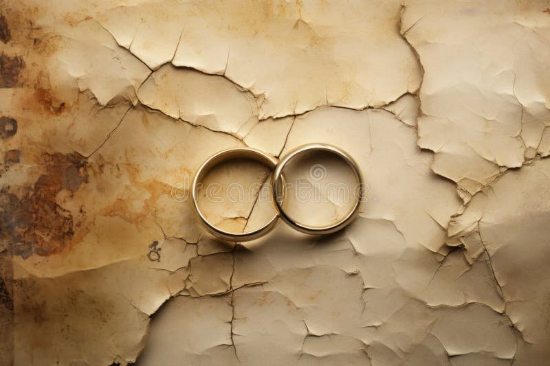 Cracked Wedding Rings Lying on an Antique Parchment Stock Illustration ...
