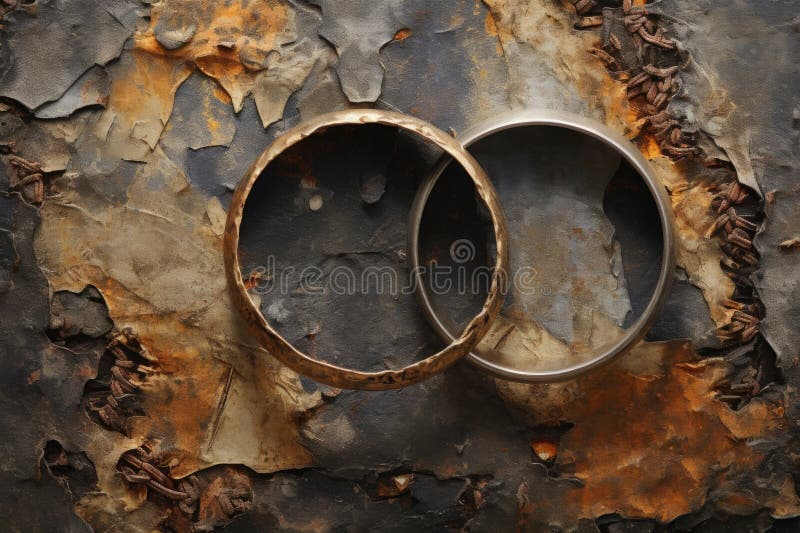 Cracked Wedding Rings on a Rusty Metal Surface Stock Photo - Image of ...