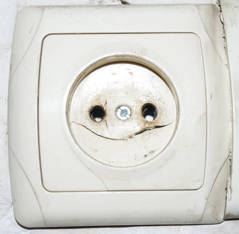 Cracked White Faulty Socket Close-up Stock Photo - Image of home ...
