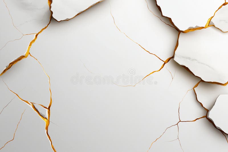 Cracked White Marble Texture with Golden Veins Creates Striking Visual ...