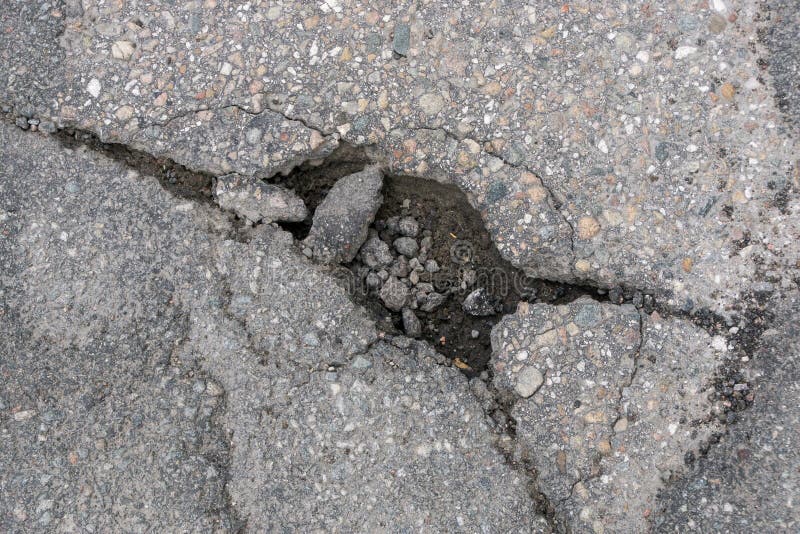 Cracked Whole in the Asphalt Road Stock Image - Image of government ...