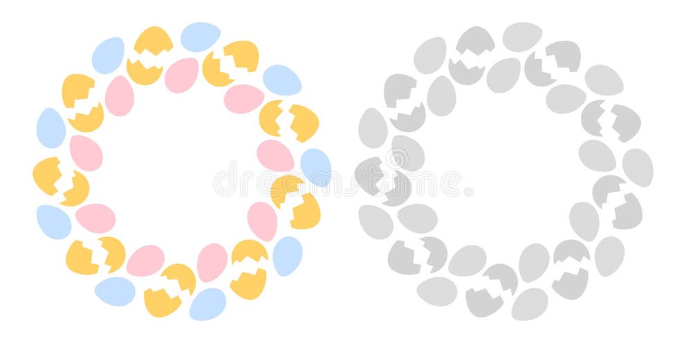 Cracked and Whole Easter Eggs Round Frames Borders Colorful and ...
