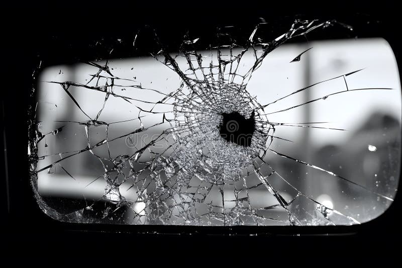 Cracked Windshield Glass Texture with Focus on Impact Center for Design ...