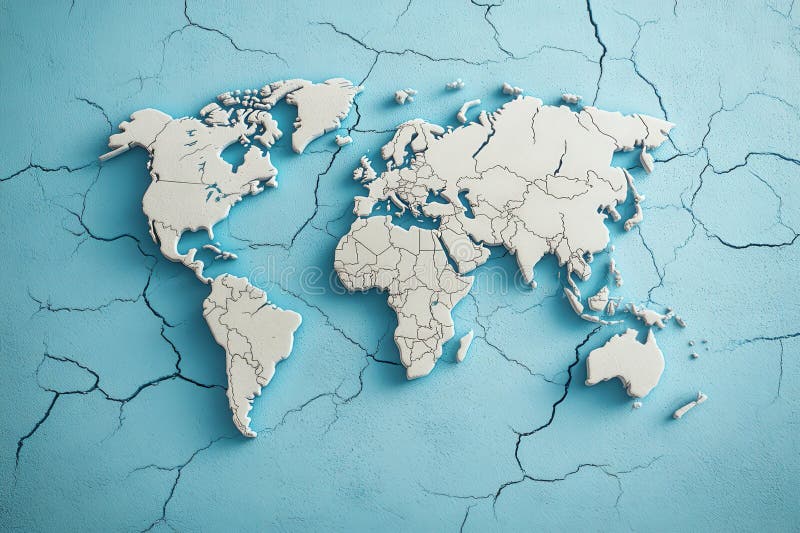 A Cracked World Map Symbolizes Environmental Challenges and Global ...