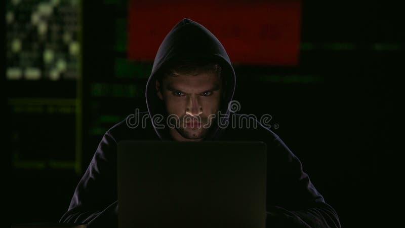 Phishing Attack on Laptop Computer, Woman Working in Office, Cybercrime ...