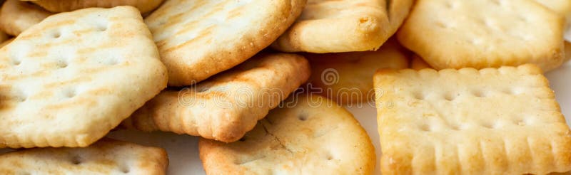 Cracker Biscuits of Various Shapes Close-up. Stock Photo - Image of ...