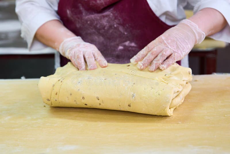 Cracker Dough Preparation Demonstrating the Folding Technique in a ...
