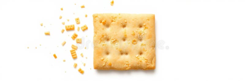 Cracker Pieces Scattered Around a Rectangular Golden Cracker on a White ...