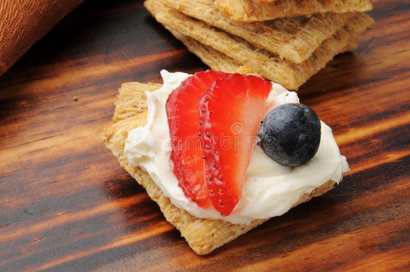 Cracker with Strawberry and Blueberry Stock Photo - Image of berries ...