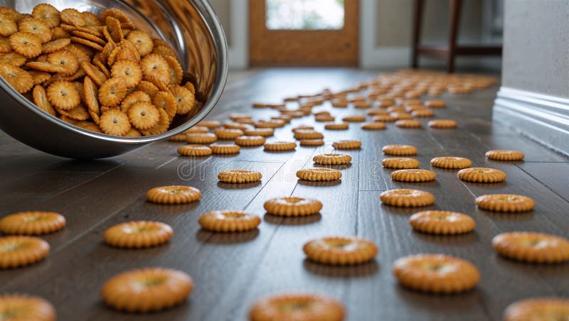 Cracker Trail on Floor from Overturned Snack Bowl Stock Illustration ...