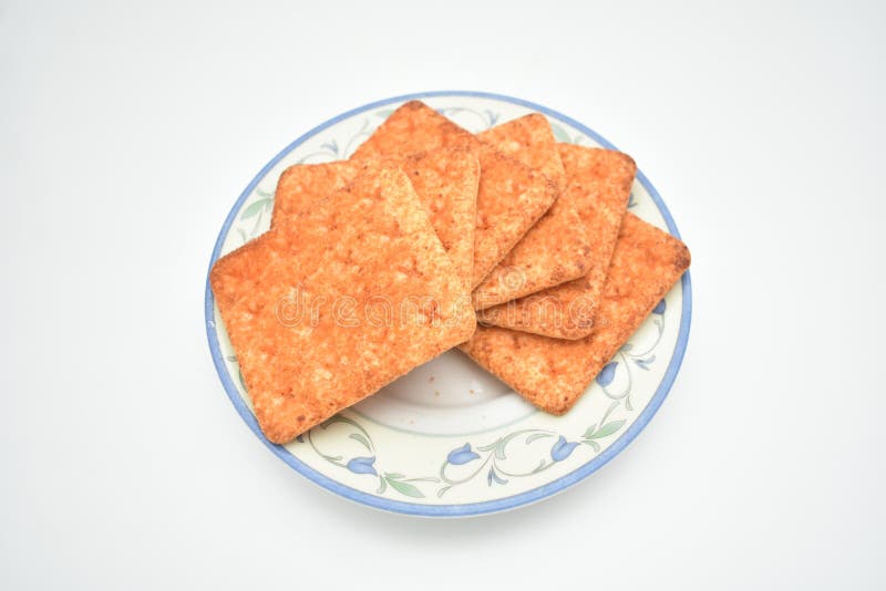 Crackers on dish stock image. Image of plant, lunch - 202818193