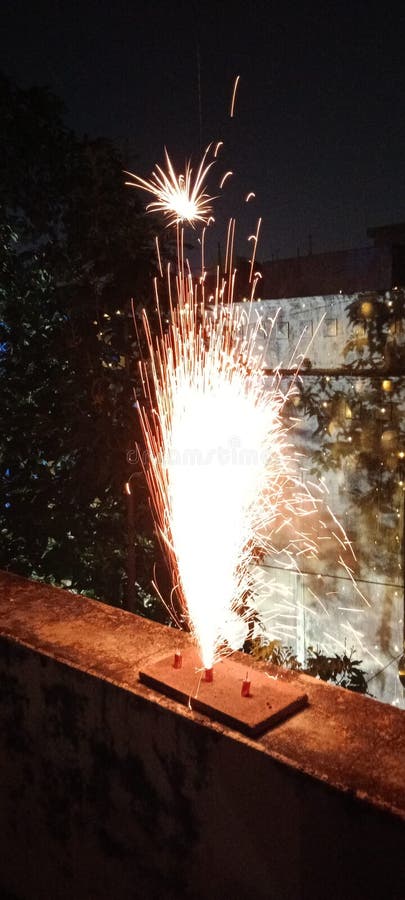 Crackers with Emitted Lighting, Fancy Fireworks in the Night during ...