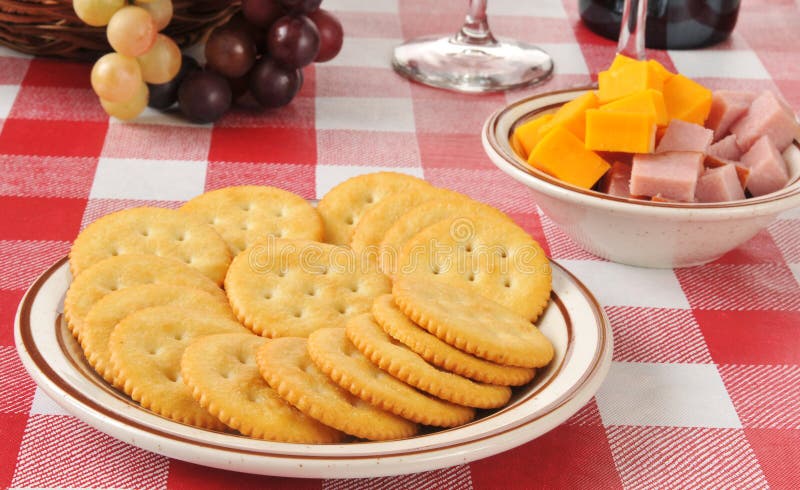 Crackers with Ham and Cheese Stock Photo - Image of horizontal ...