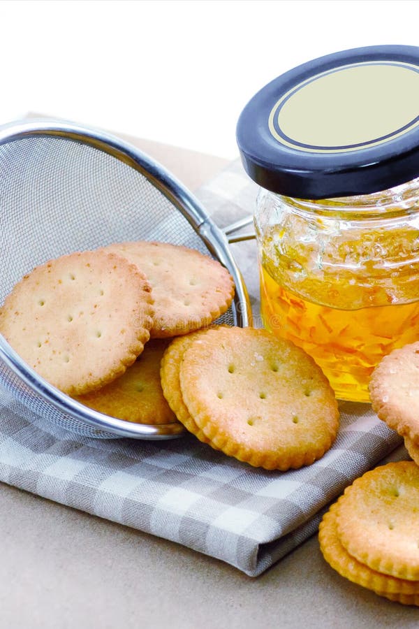 Crackers with Orange jam stock photo. Image of brown - 69097326