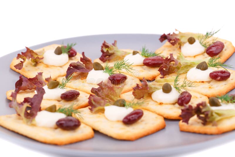 Crackers with Red Kidney Beans and Cream Stock Image - Image of break ...