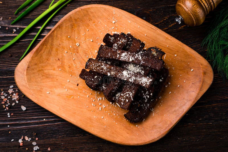 Crackers Rye Bread with Garlic and Onion Stock Photo - Image of cereal ...