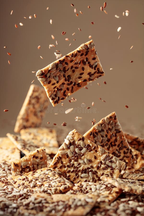 Crackers with Sunflower and Flax Seeds Stock Image - Image of dieting ...