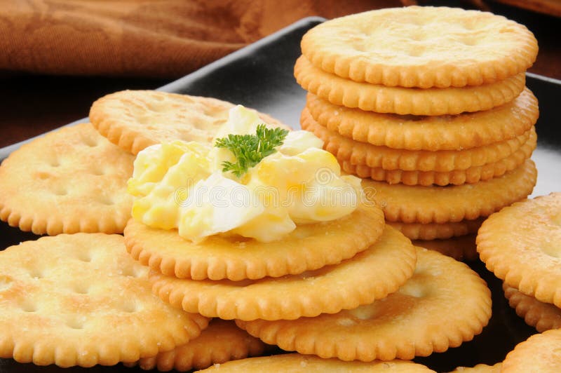 Crackers Topped with Deviled Egg Stock Image - Image of nutritious ...