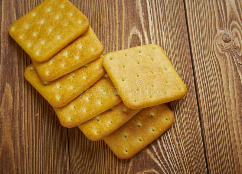 Crackers on wood table stock photo. Image of wooden, crackers - 40853192