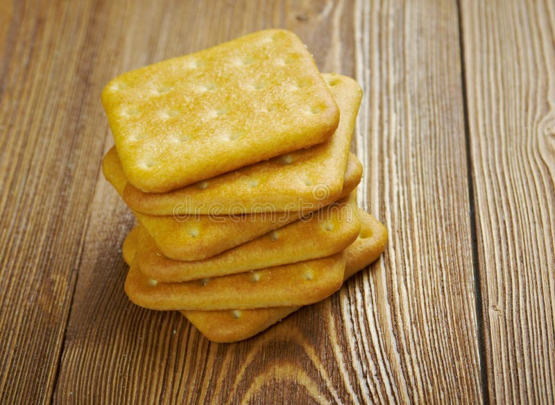 Crackers on wood table stock image. Image of table, grain - 41724733