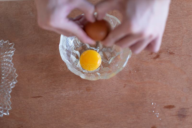 Cracking Eggs Preparation for Cooking. Stock Image - Image of horizon ...