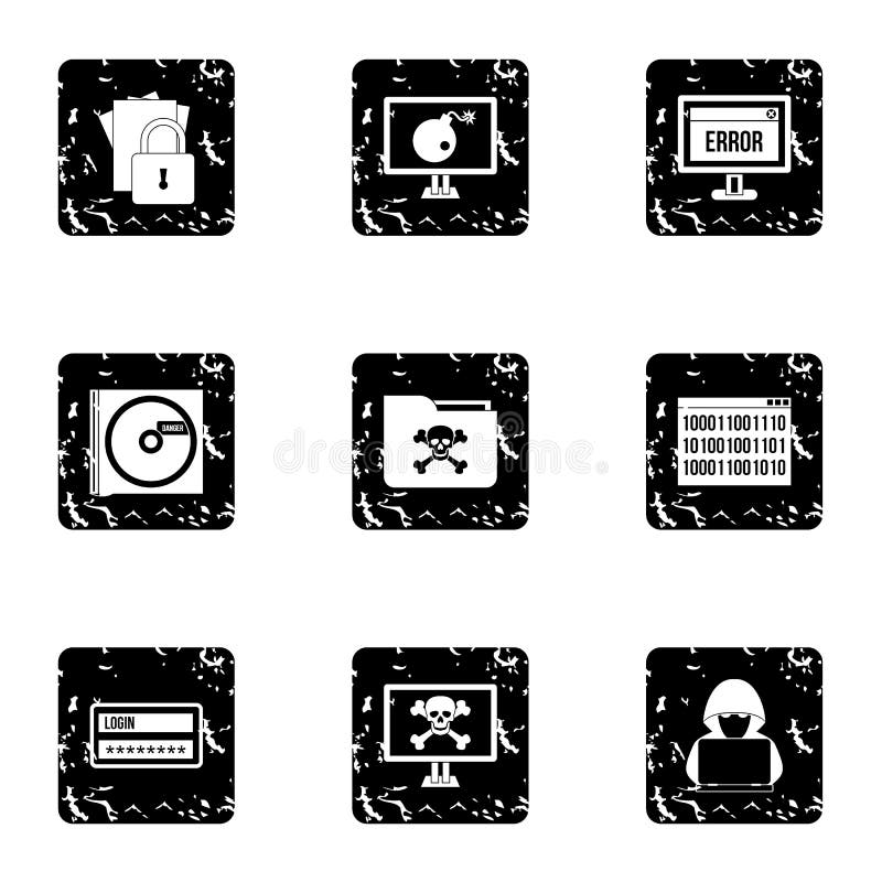 Cracking Icons Set, Grunge Style Stock Vector - Illustration of ...