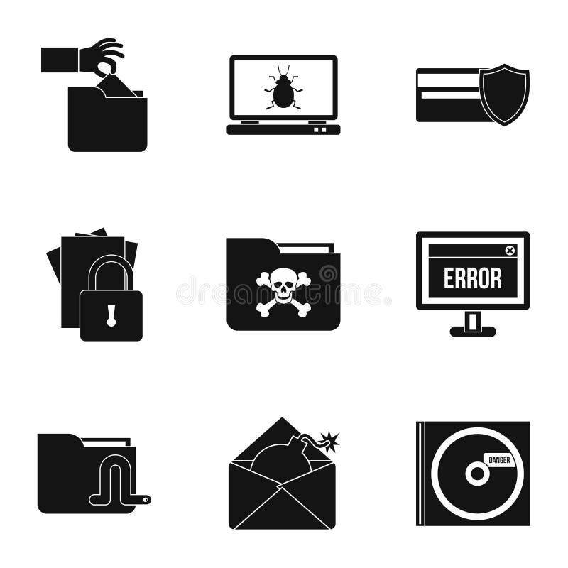 Cracking Icons Set, Simple Style Stock Vector - Illustration of fraud ...