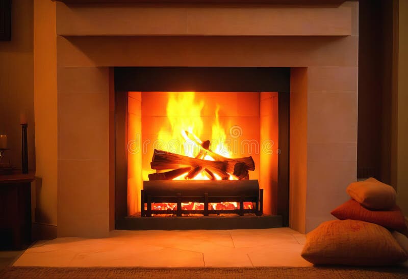 A Crackling Fireplace Casting a Warm Glow in the Cozy Confines of Home ...
