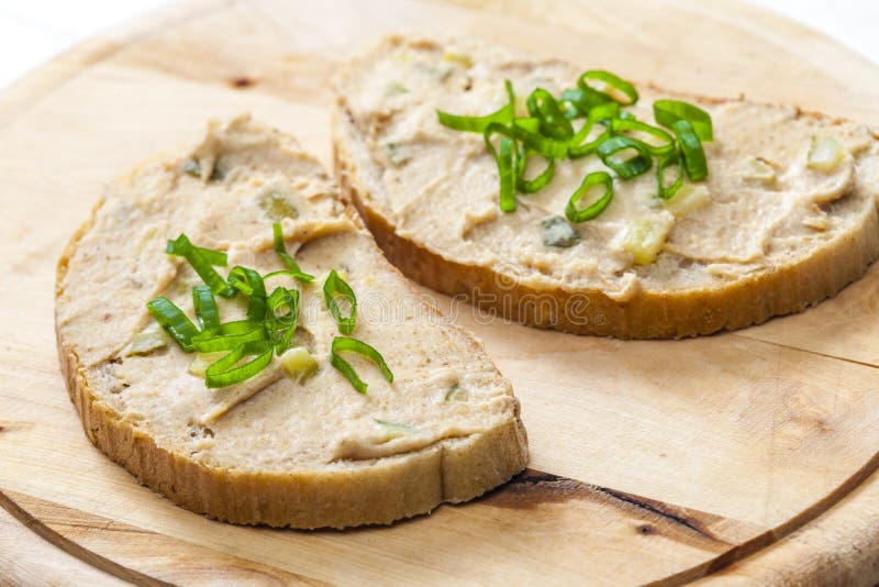 Cracklings Spread on Bread with Spring Onion Stock Photo - Image of ...