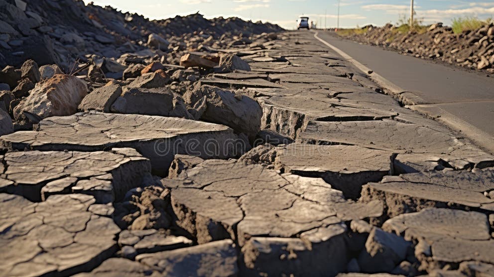 Cracks bumpy road stock illustration. Illustration of street - 369578096