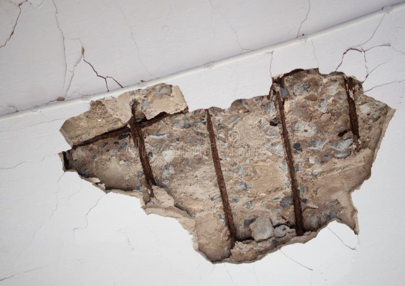 Concrete Ceiling Cracks Inside an Old Building for Many Years. Stock ...