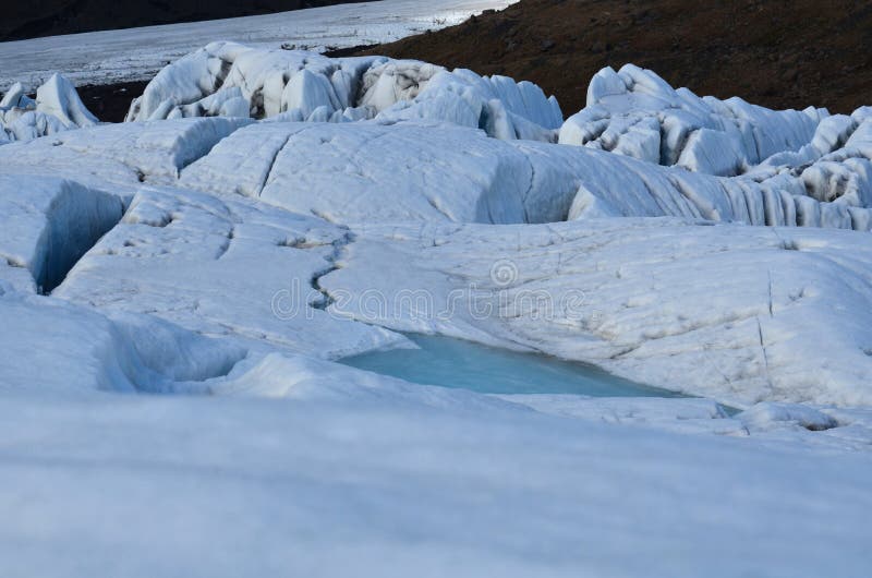 Cracks and Craters in Icey Glacial Landscape Stock Image - Image of ...