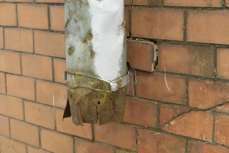 Decaying Cracked Decorative Wall Cladding in Imitation Red Brick with ...